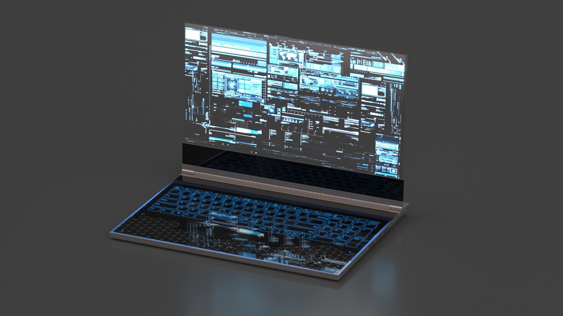 Futuristic Holographic Laptop Model - TurboSquid 2221454