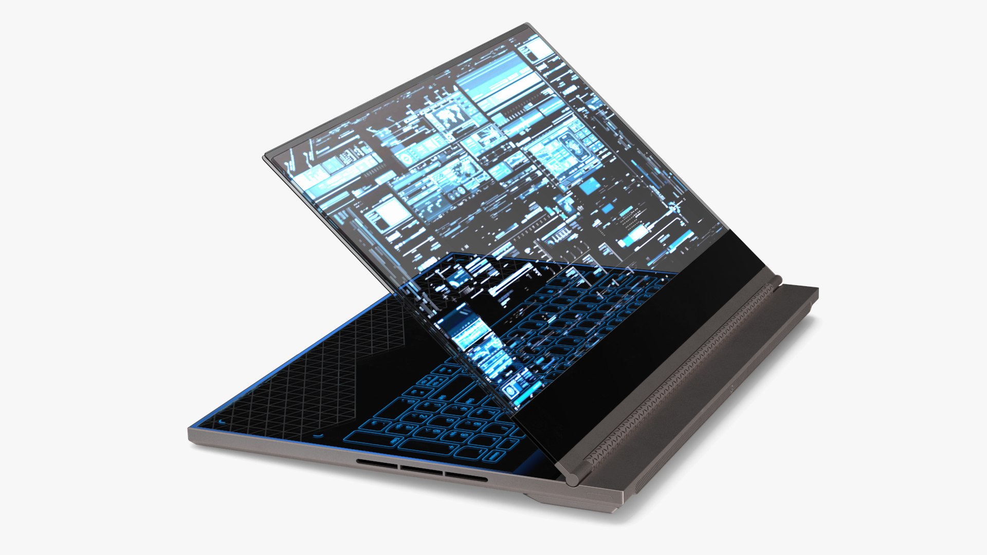 Futuristic Holographic Laptop Model - TurboSquid 2221454