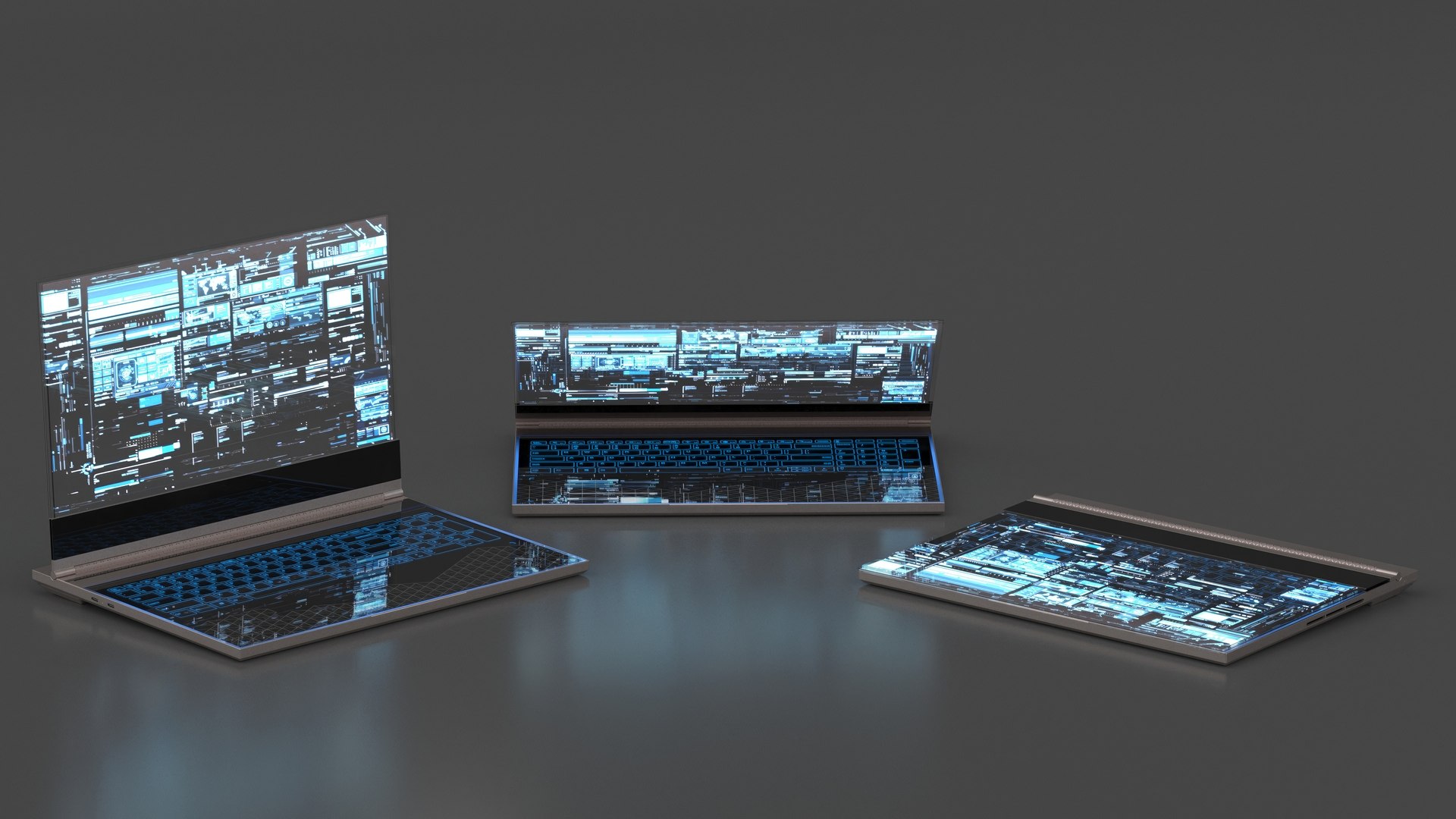 Futuristic Holographic Laptop Model - TurboSquid 2221454