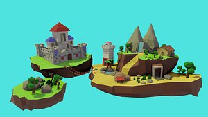 Floating Platforms Low-poly 3d 3ds