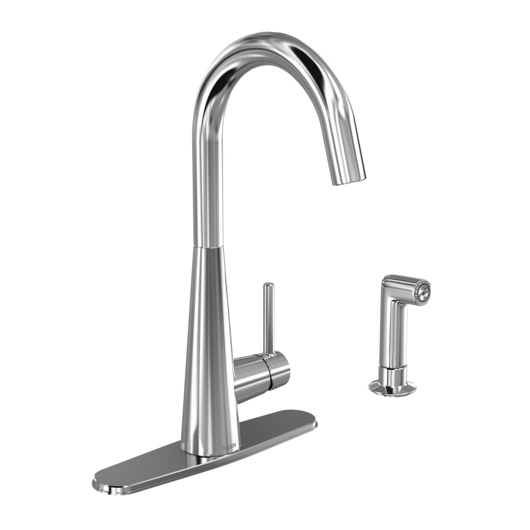 3D Moen Sleek Chrome One Handle Kitchen Faucet Model - TurboSquid 2035973