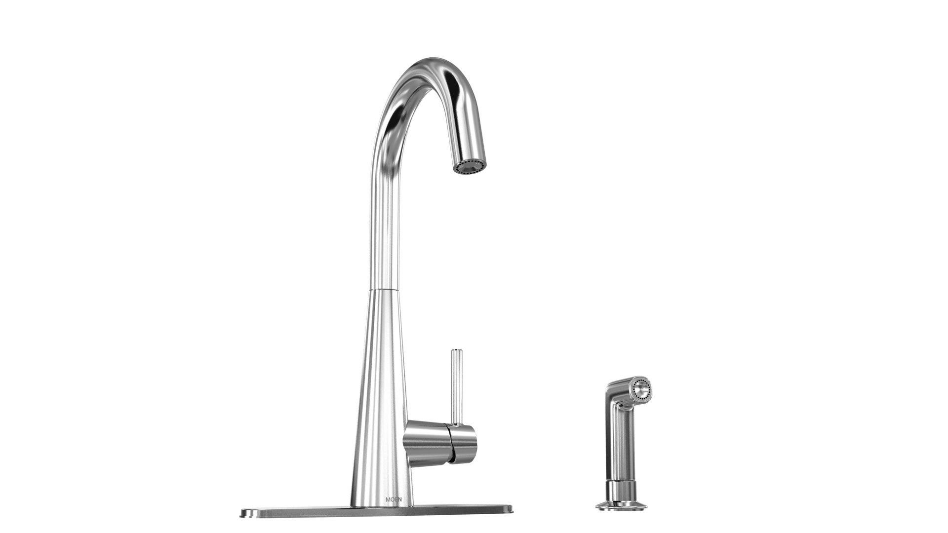 3D Moen Sleek Chrome One Handle Kitchen Faucet Model - TurboSquid 2035973