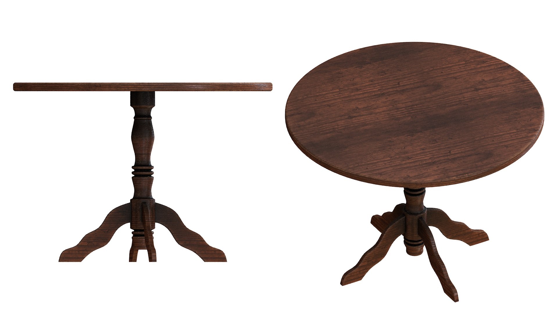 Rustic Wood Table 3D - TurboSquid 1422469
