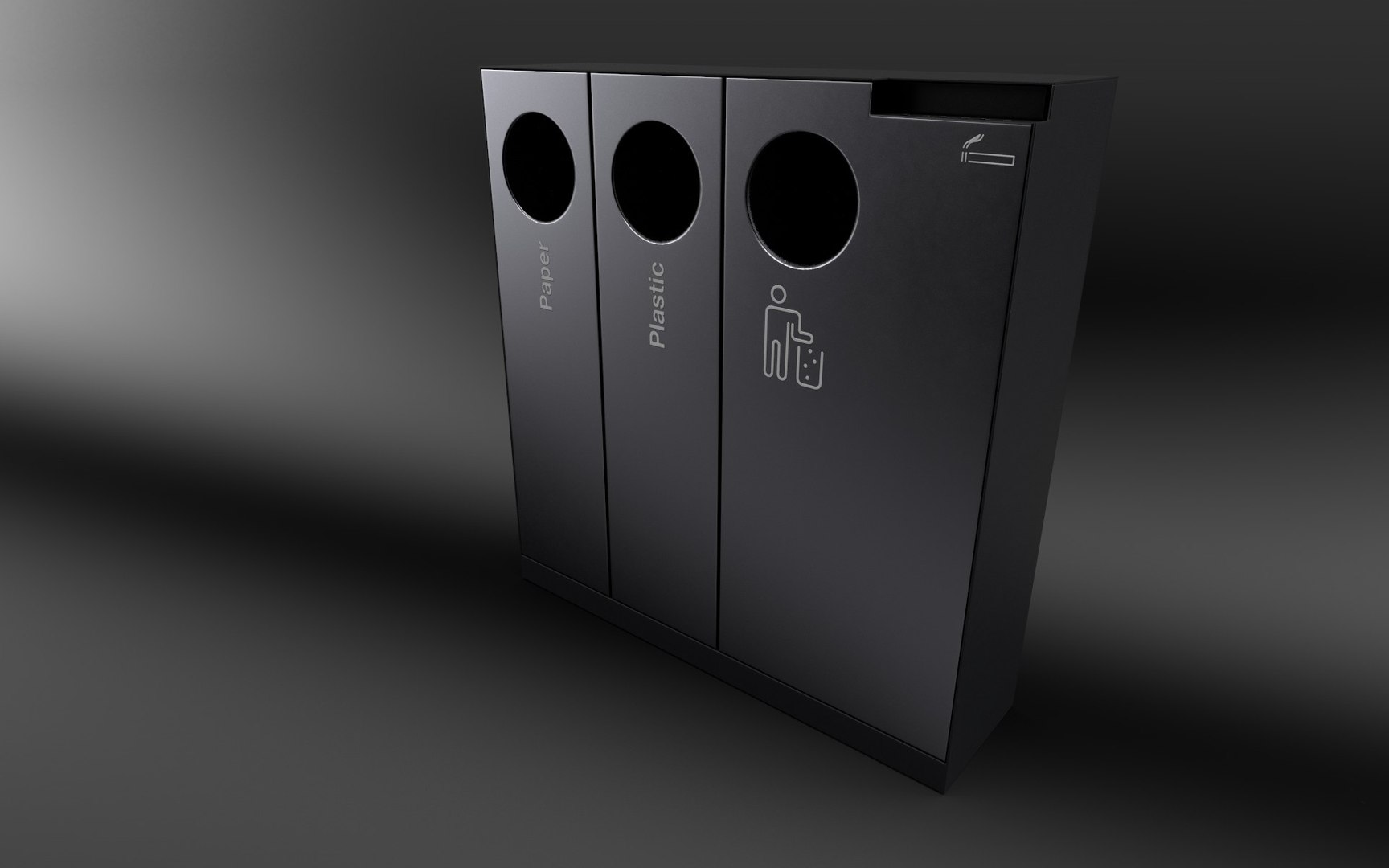 Triple Litter Bin Model - TurboSquid 2222204