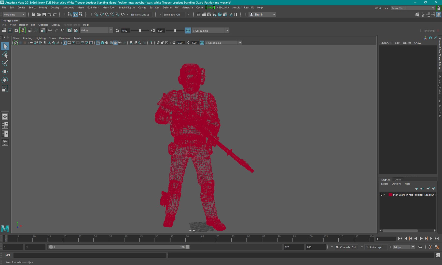 3D Star Wars White Trooper Loadout Standing Guard Position Model ...