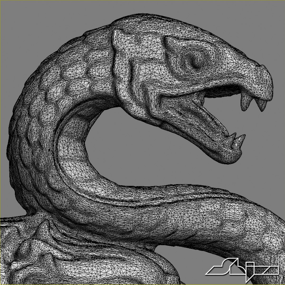 3d model thailand snake fontain sculpture