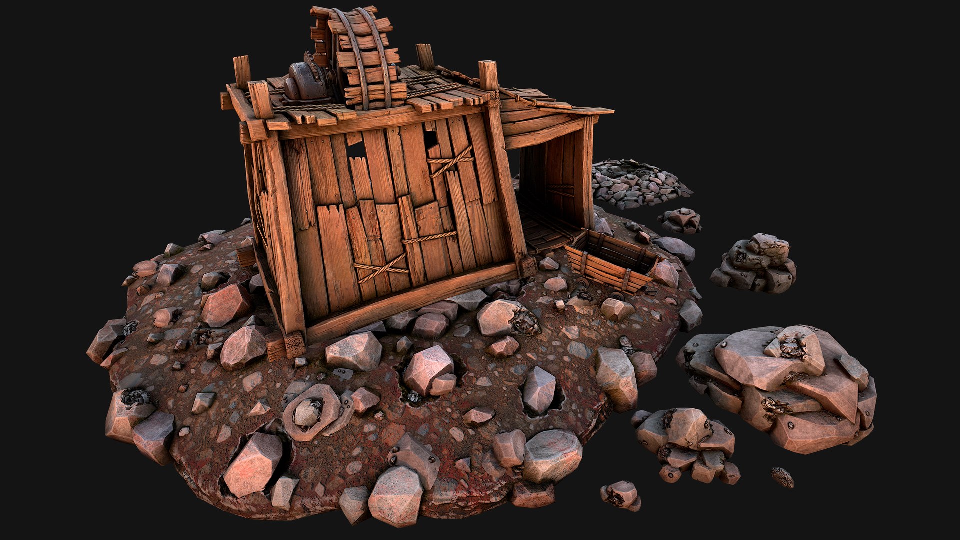 Medieval Iron Metal Ore Mine Model - TurboSquid 2357276
