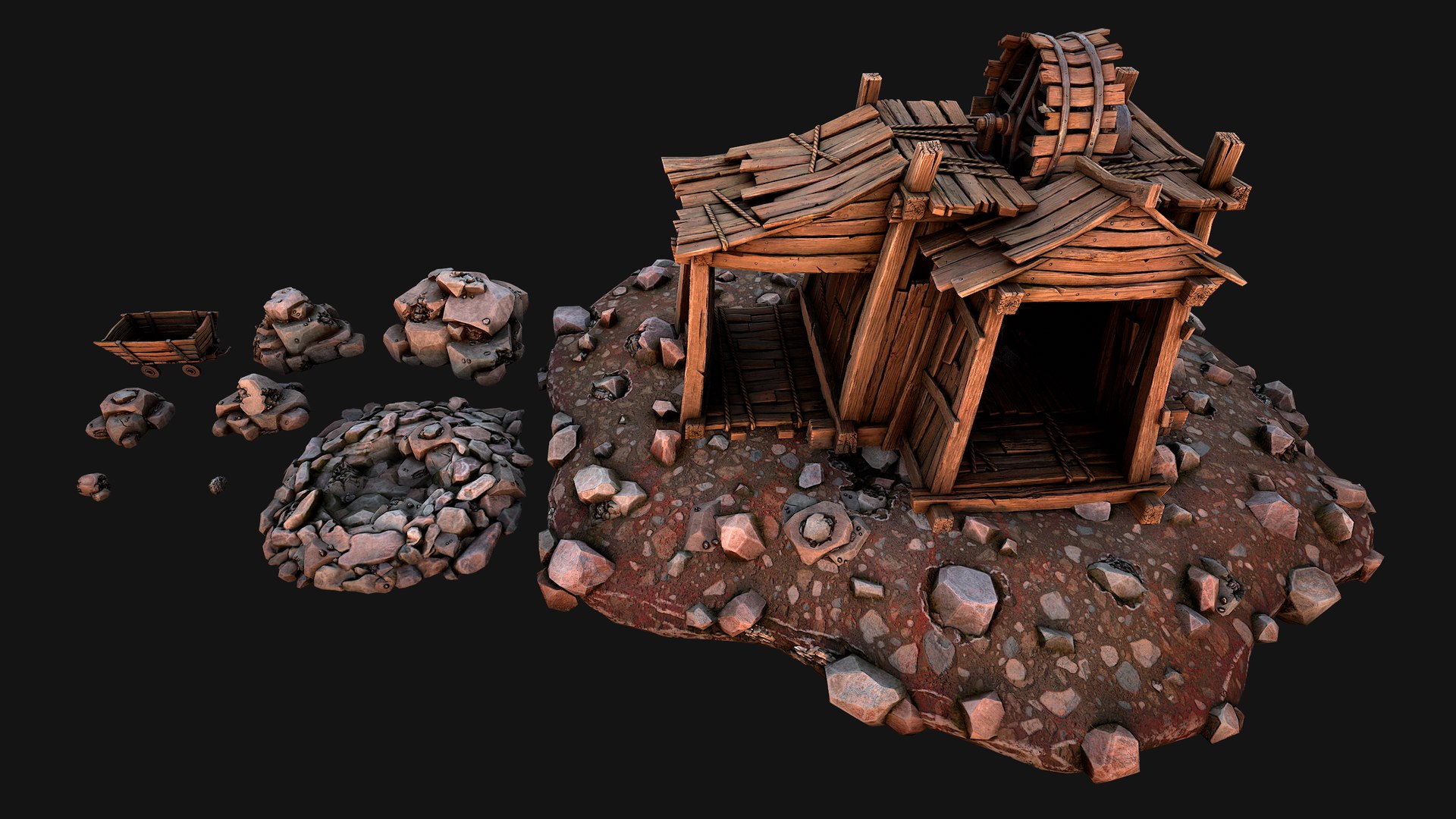 Medieval Iron Metal Ore Mine Model - TurboSquid 2357276