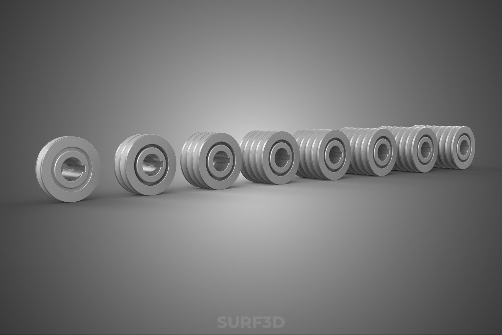 STANDARD PULLEY SHEAVE MULTI GROOVE TRACK WHEEL DRIVE BELT GEAR 3D ...