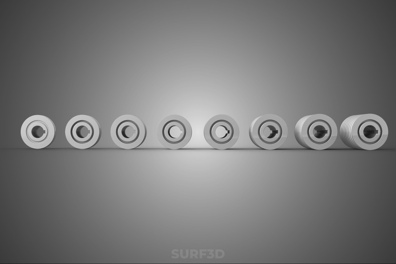 STANDARD PULLEY SHEAVE MULTI GROOVE TRACK WHEEL DRIVE BELT GEAR 3D ...