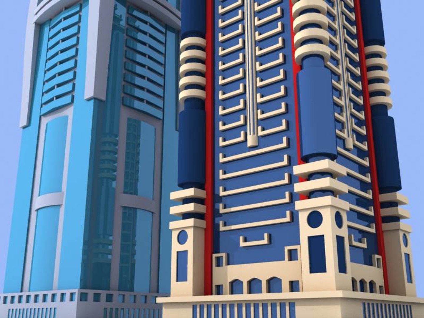 2 Skyscrapers Dubai Building 3d Model