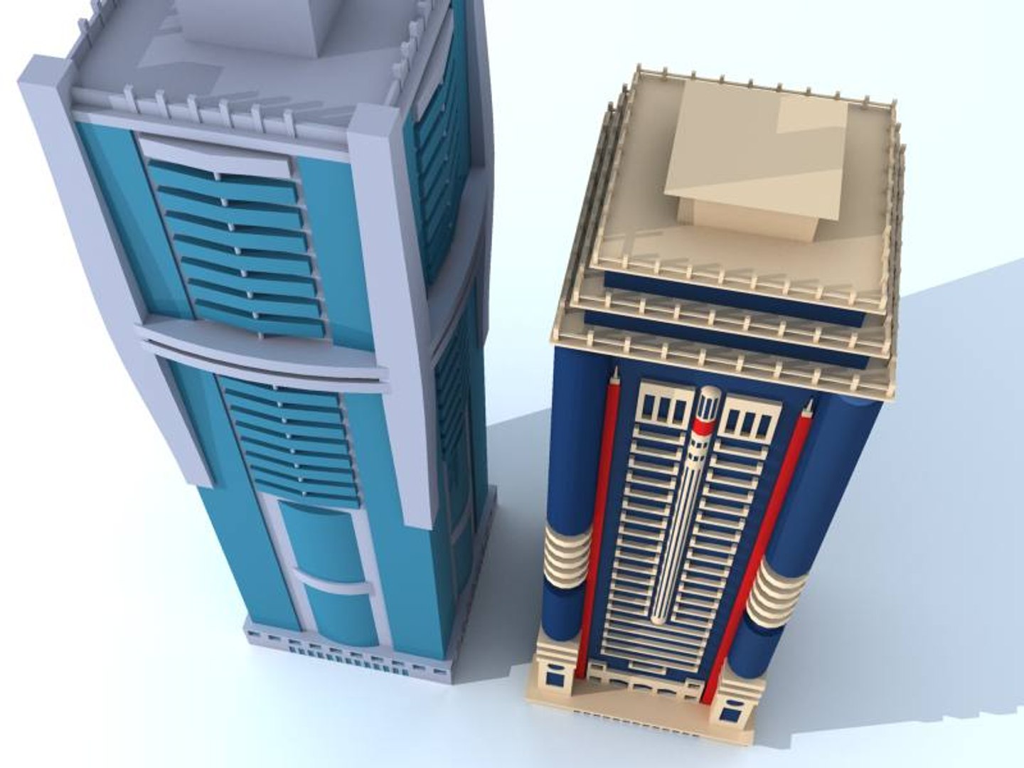 2 Skyscrapers Dubai Building 3d Model