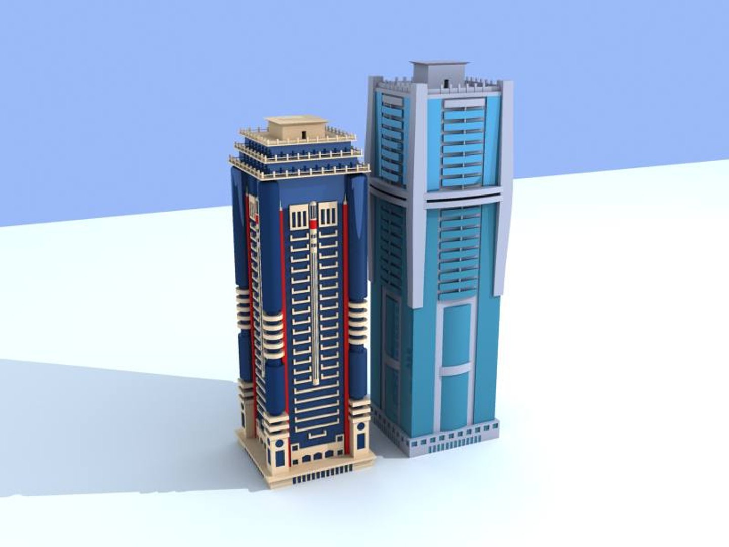2 Skyscrapers Dubai Building 3d Model