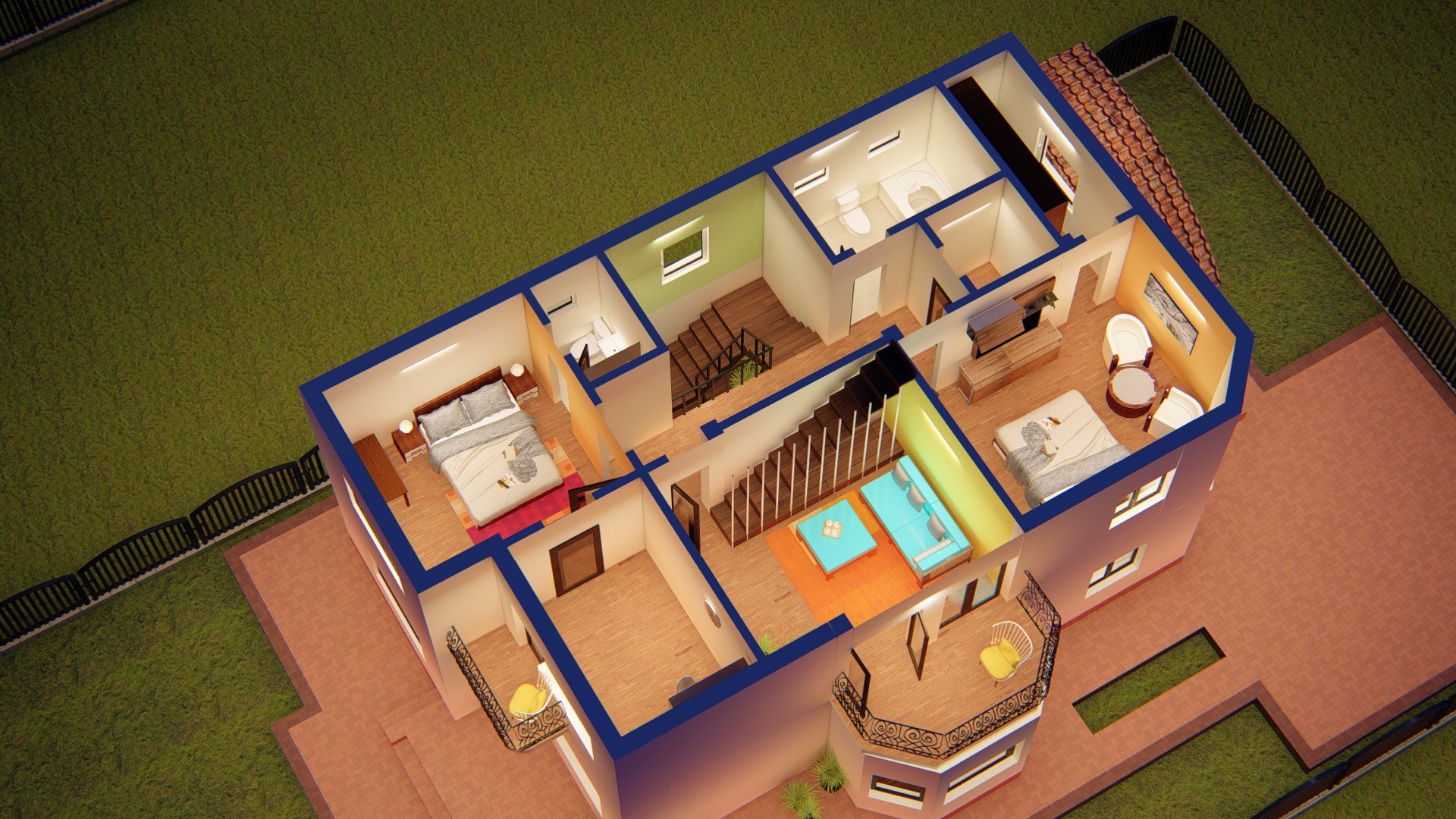 3D Classic Triplex House Details - TurboSquid 1576260