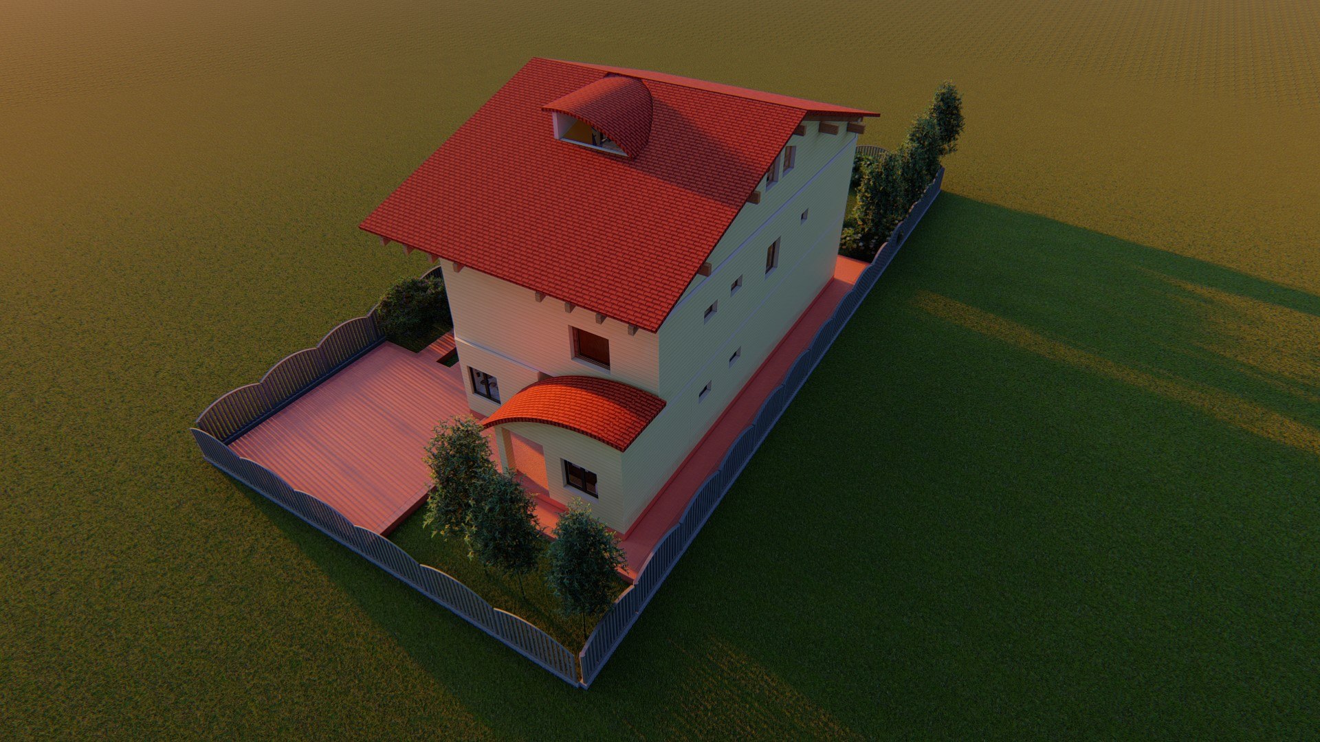 3D Classic Triplex House Details - TurboSquid 1576260