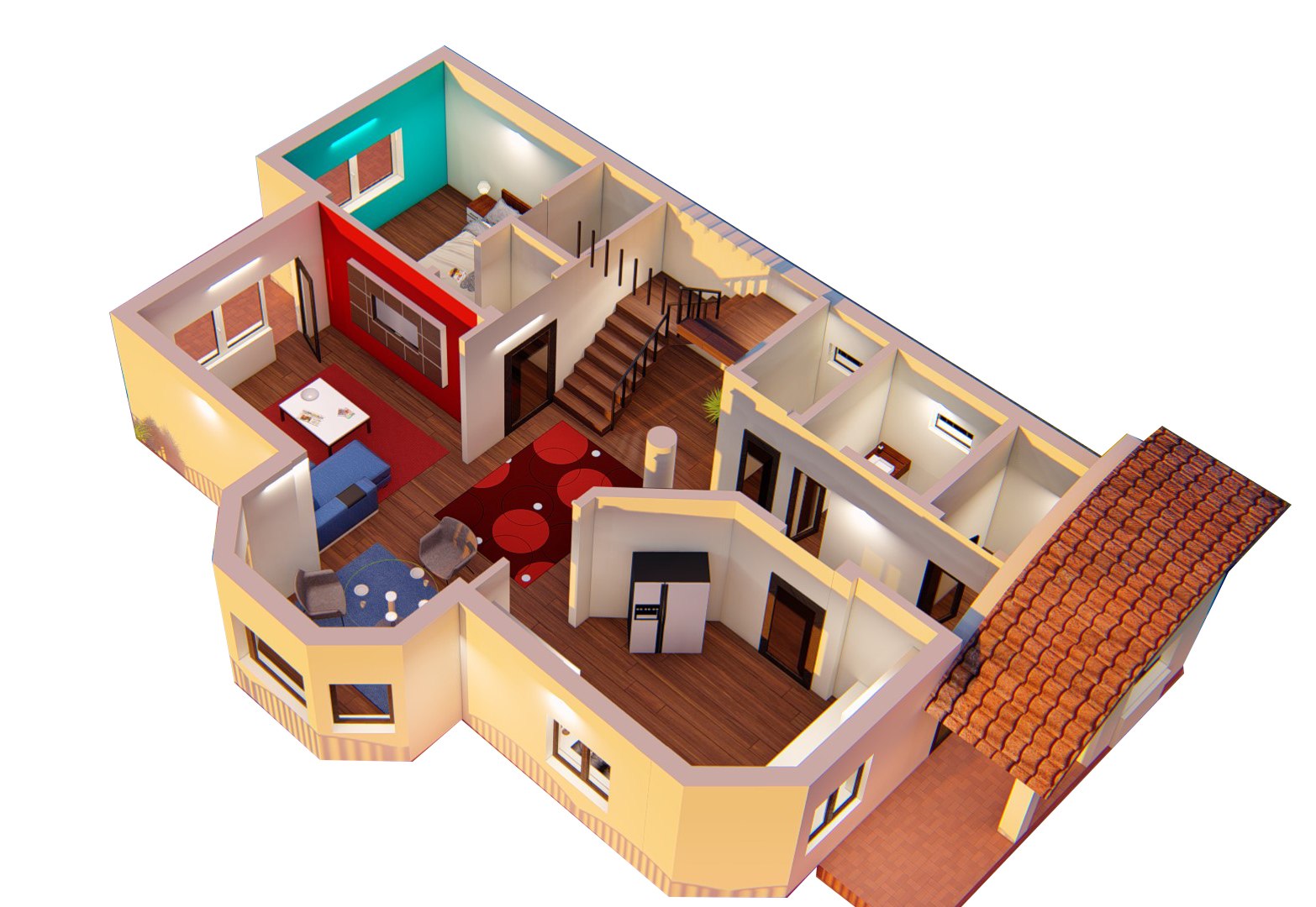 3D Classic Triplex House Details - TurboSquid 1576260