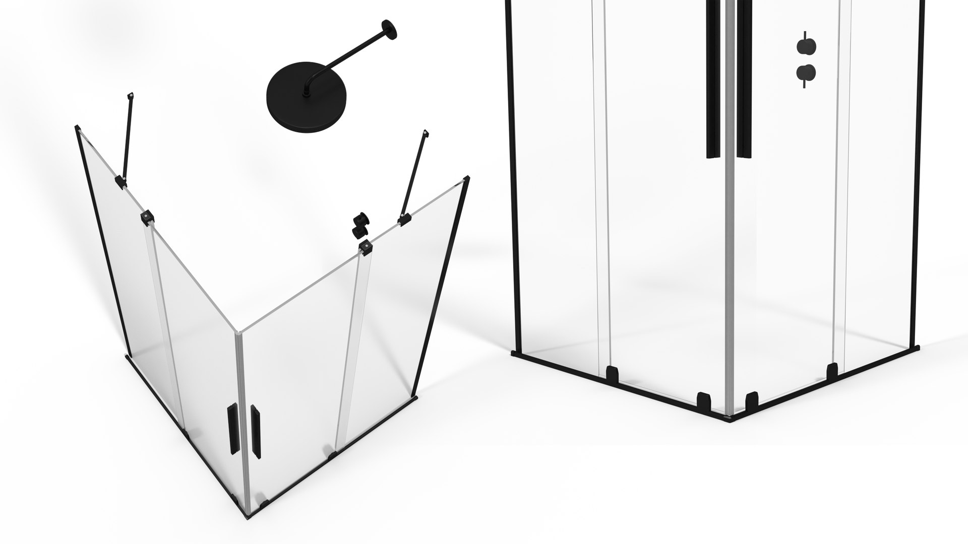 Corner Crystal Shower Cabin Sliding Doors Black Model - TurboSquid 2061471