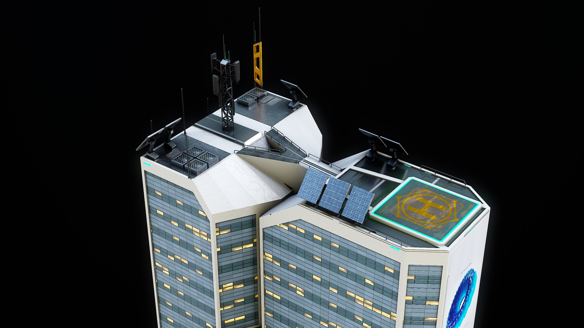 Sci-Fi Futuristic Hospital Skyscraper Tower PBR 18 3D Model ...