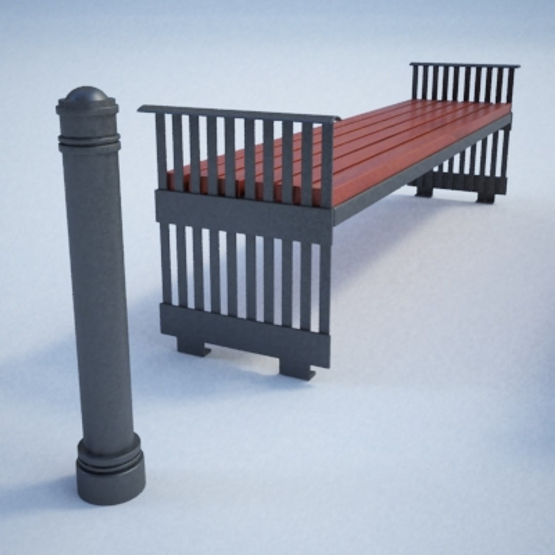 3d model set street furniture bench
