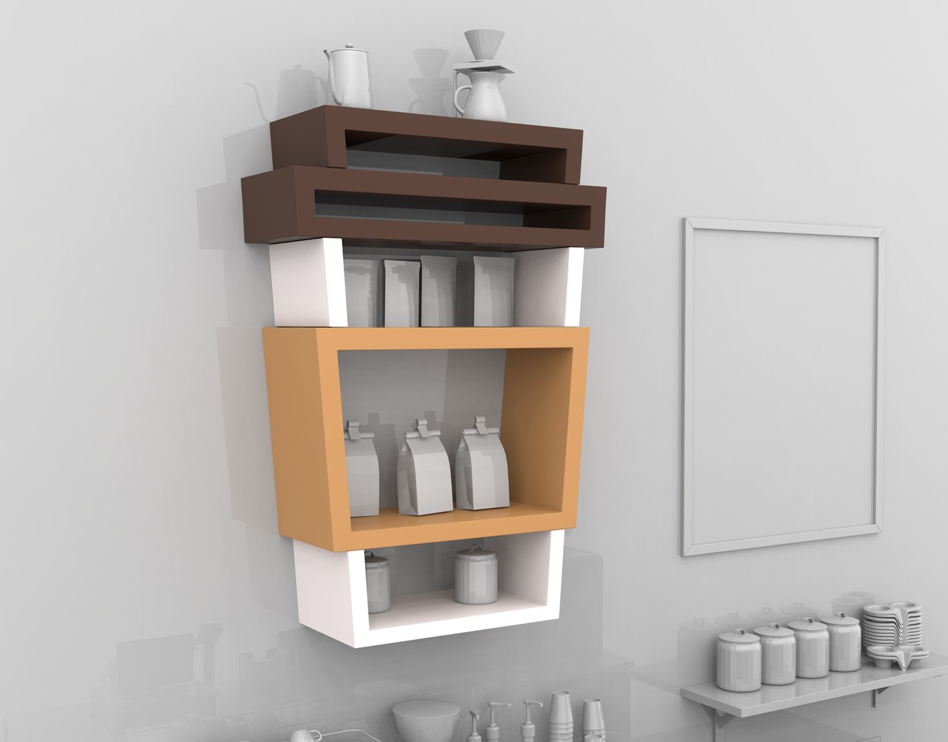 3D Model Shelf Coffee Cup Take Away 3D Model - TurboSquid 2015937
