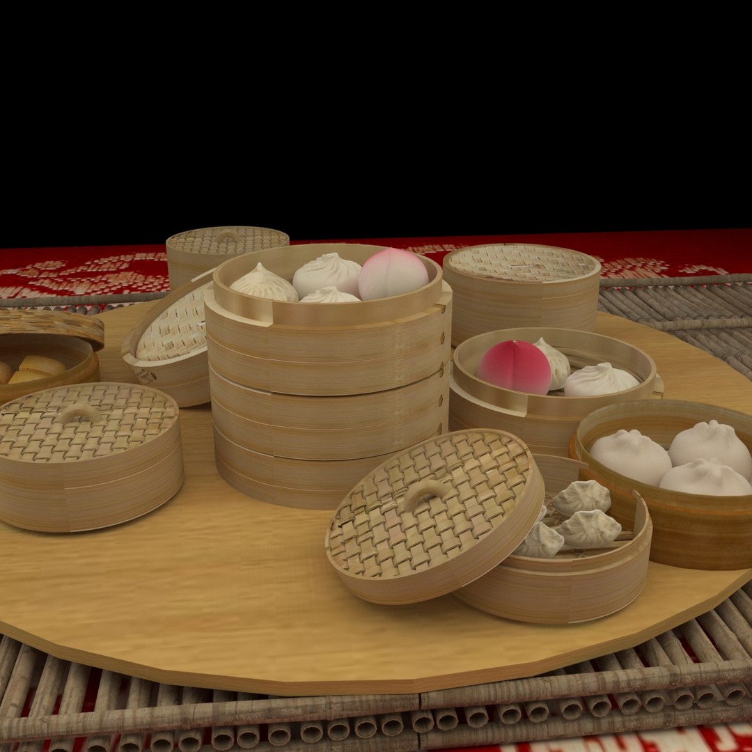 3D Model Chinese Dim Sum Bamboo Steamer - TurboSquid 2243034