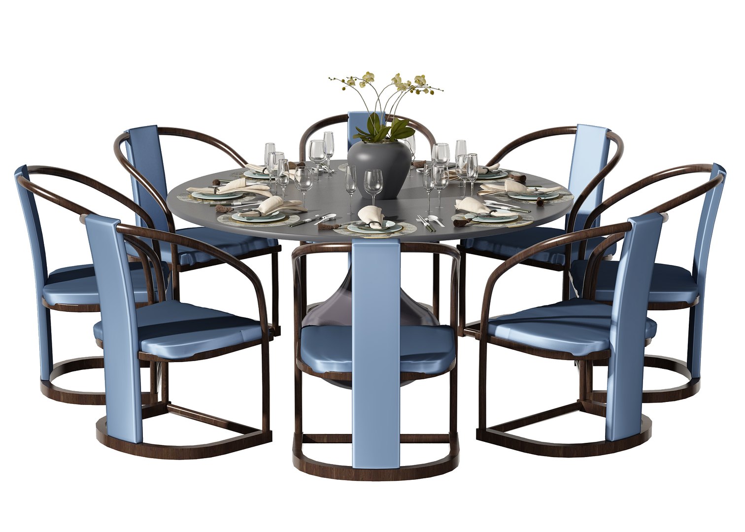 3D New Chinese style dining table and chair combination model ...