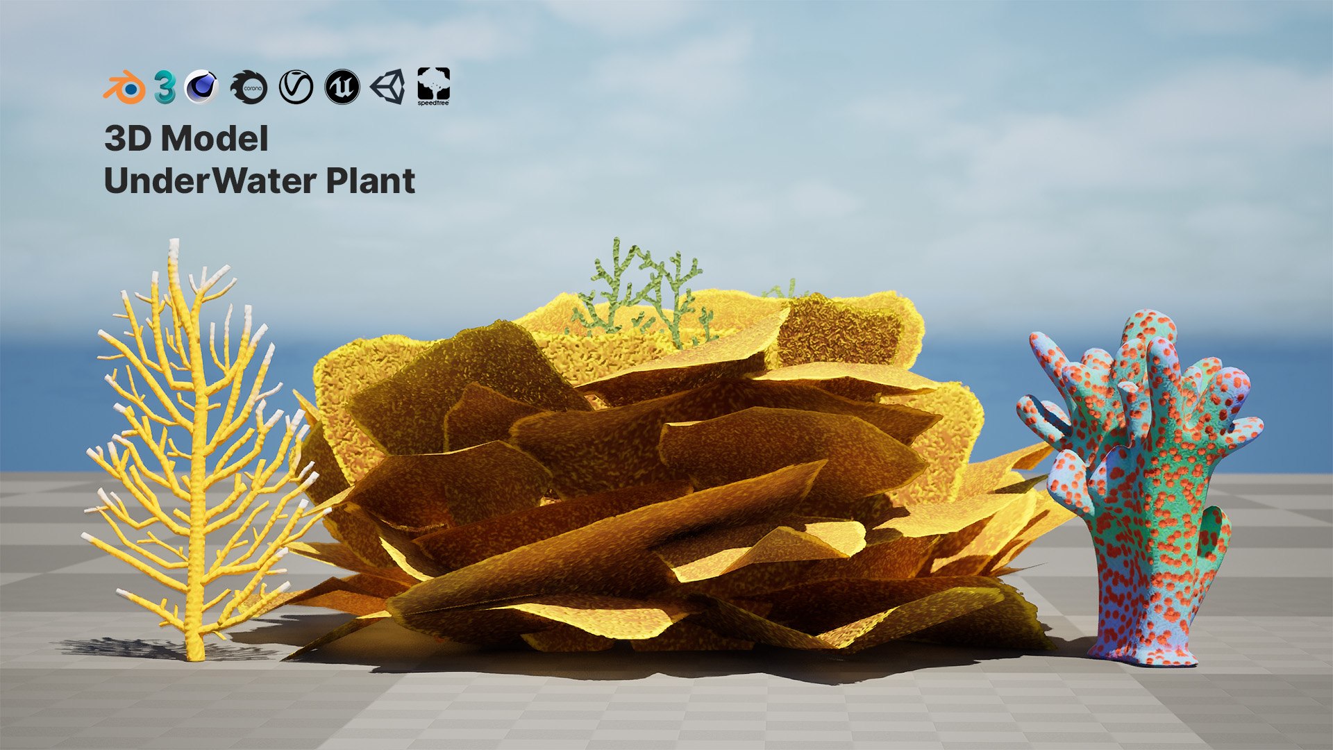 3D Model Realistic Coral And Seaweed 3D Asset Collection - TurboSquid ...