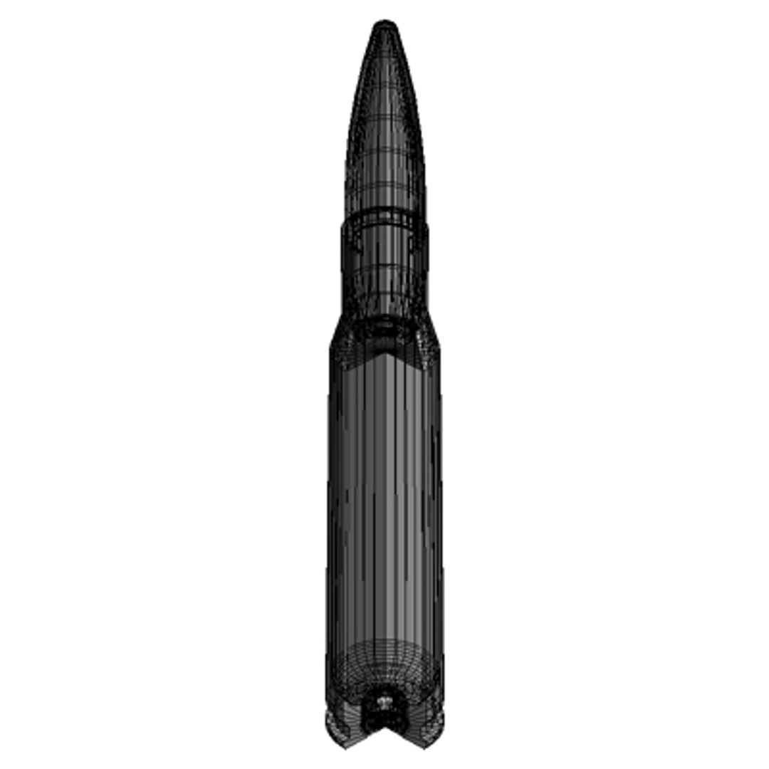 3d Sectioned Rifle Cartridge