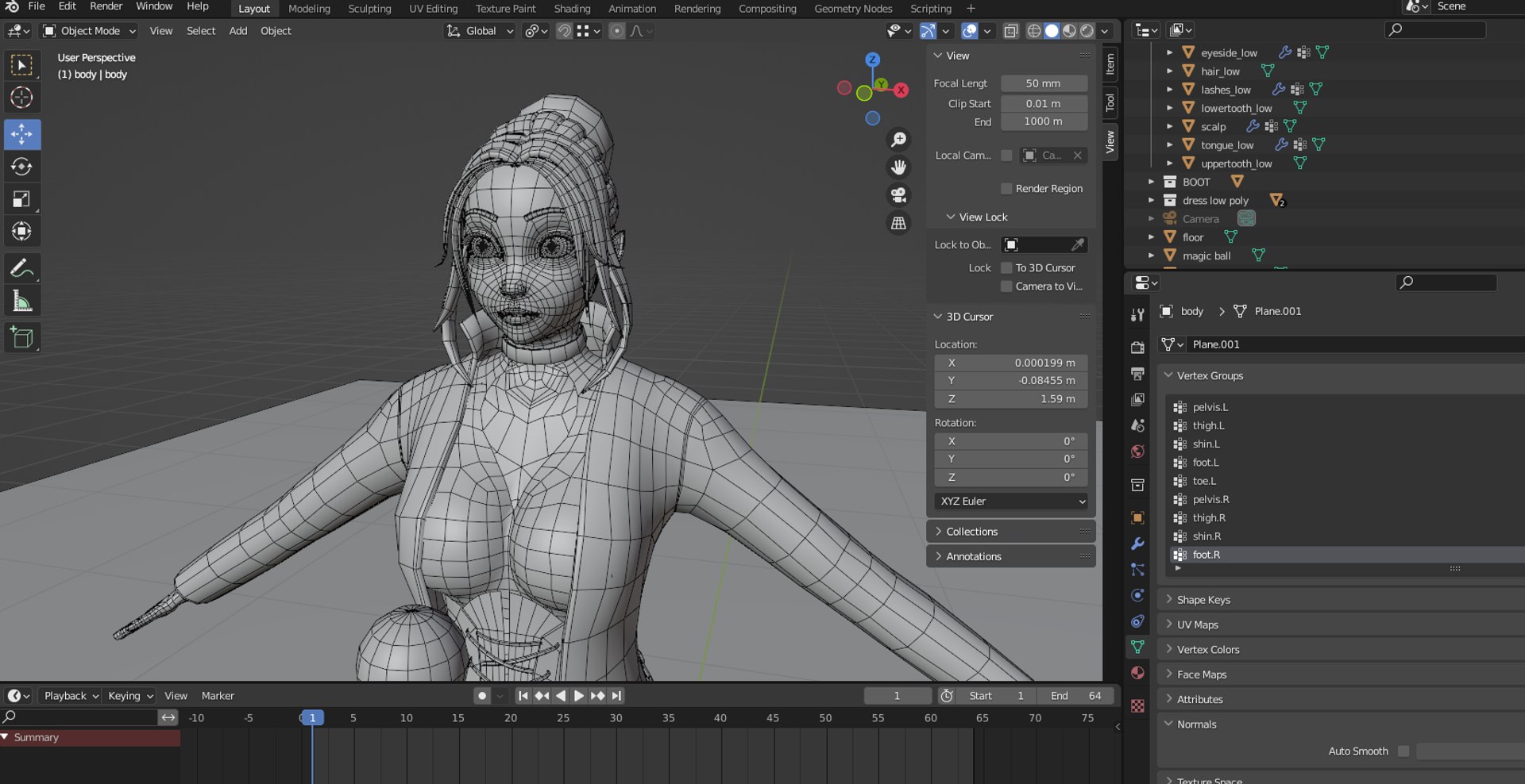 Mage Cartoon Female No Rigg In Blender 3D Model - TurboSquid 1855119