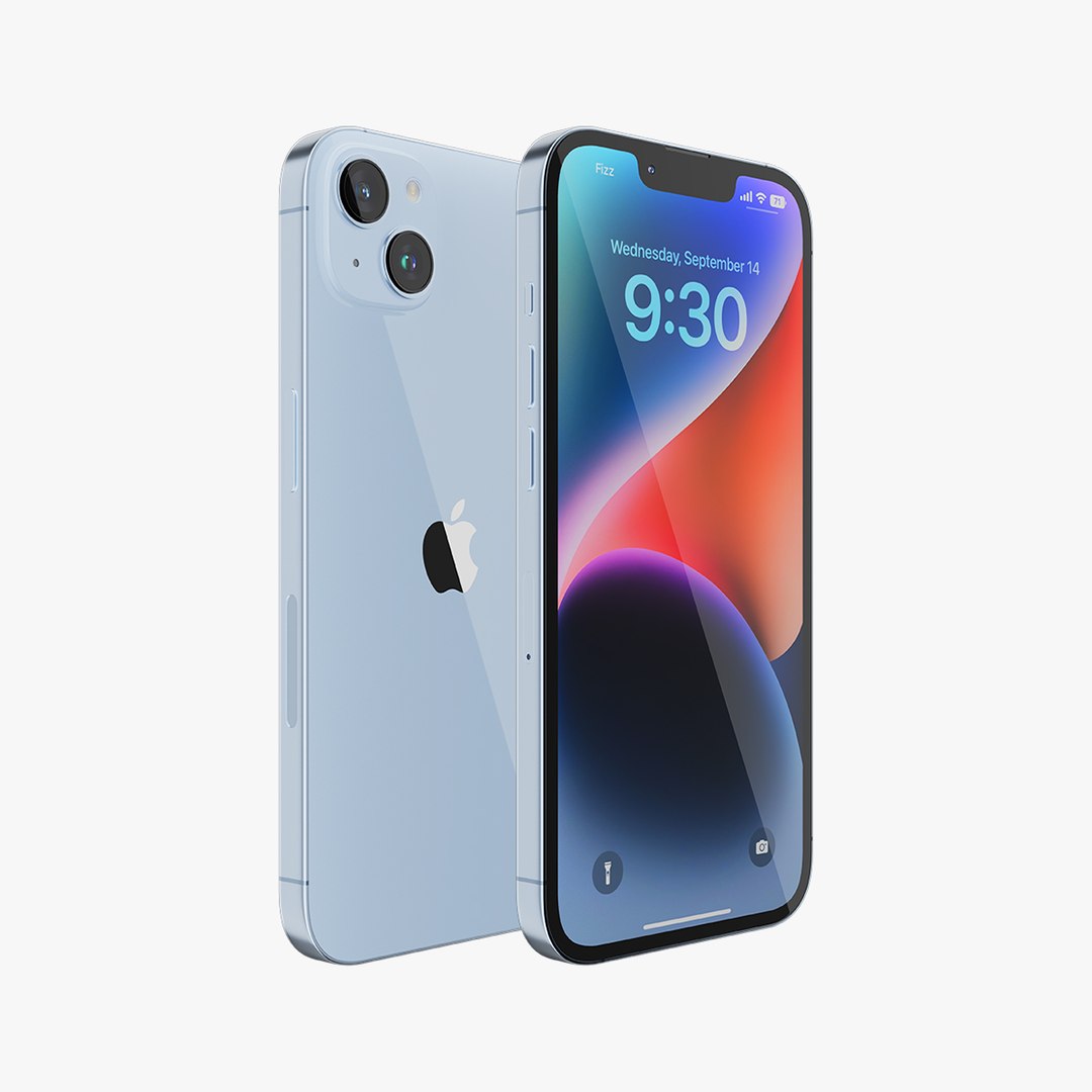 3D iPhone 14 Plus Blue model - TurboSquid 1990366