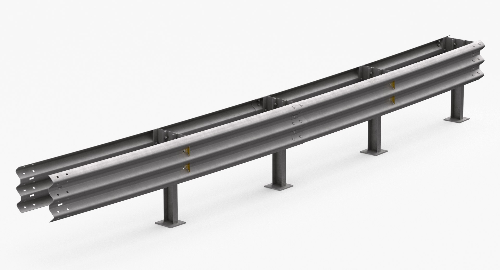 3D Guardrail Thrie Beam Curved L 50m Double - TurboSquid 1916168