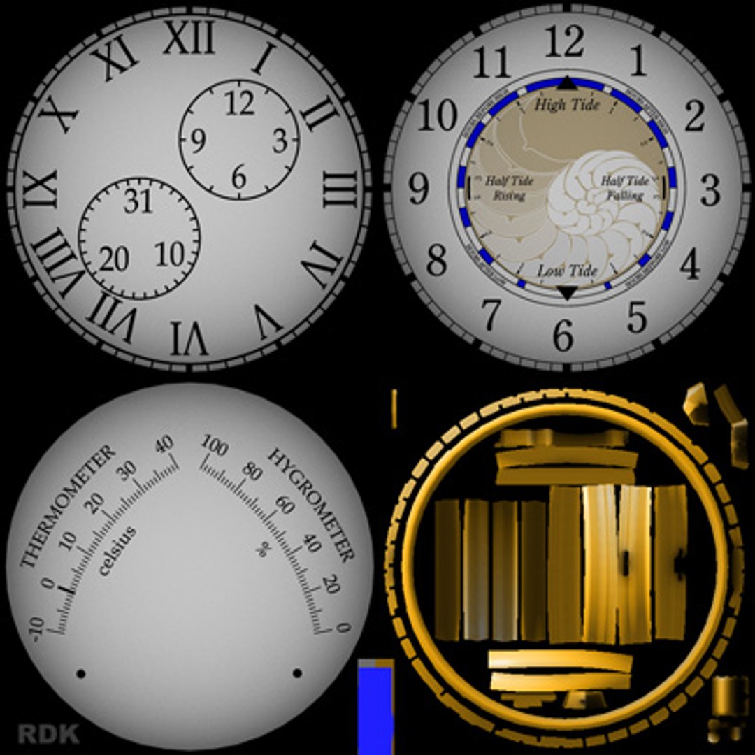 3ds max maritim clock set instruments