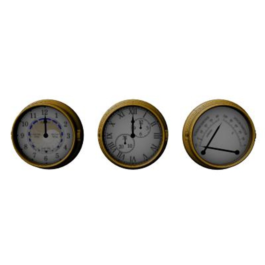 3ds max maritim clock set instruments