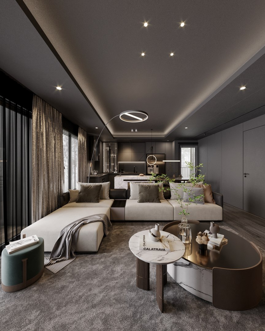 3D 3dsmax V-ray Interior Kitchen Livingroom Bedroom Workroom Scene ...