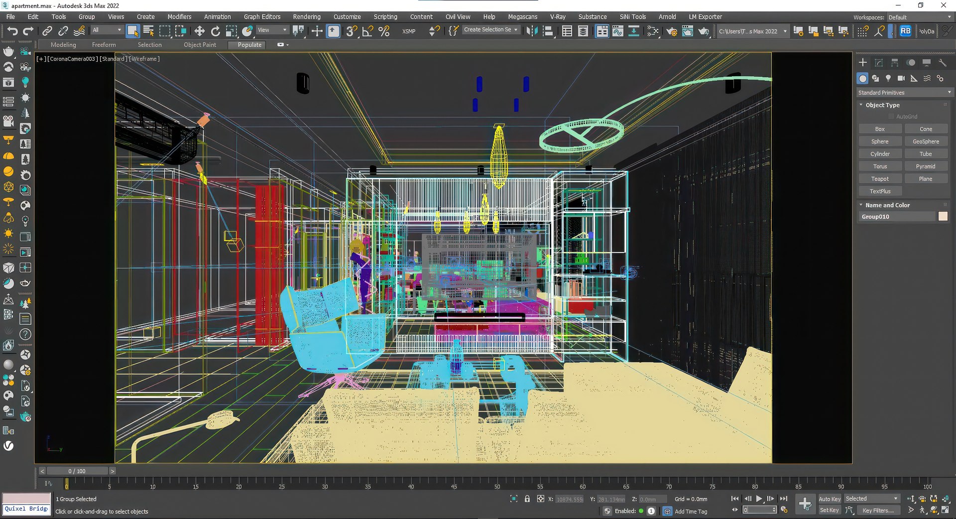 3D 3dsmax V-ray Interior Kitchen Livingroom Bedroom Workroom Scene ...