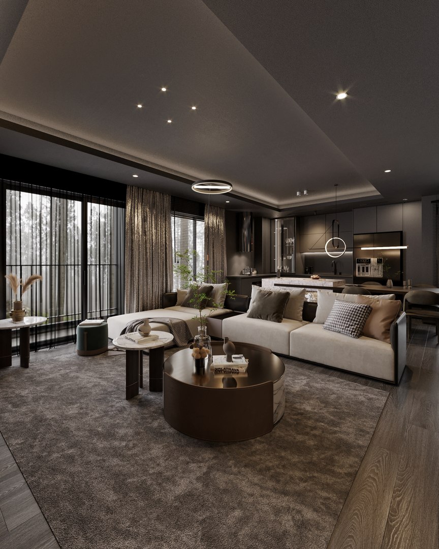 3D 3dsmax V-ray Interior Kitchen Livingroom Bedroom Workroom Scene ...