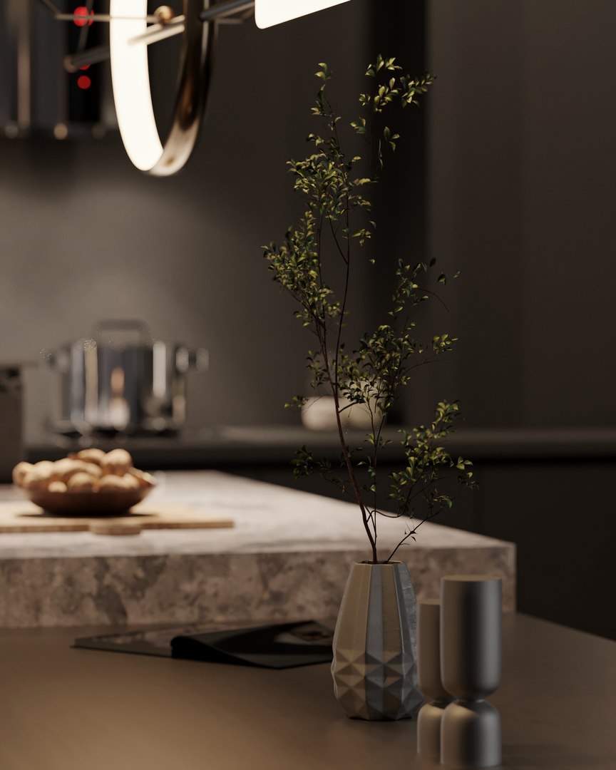 3D 3dsmax V-ray Interior Kitchen Livingroom Bedroom Workroom Scene ...