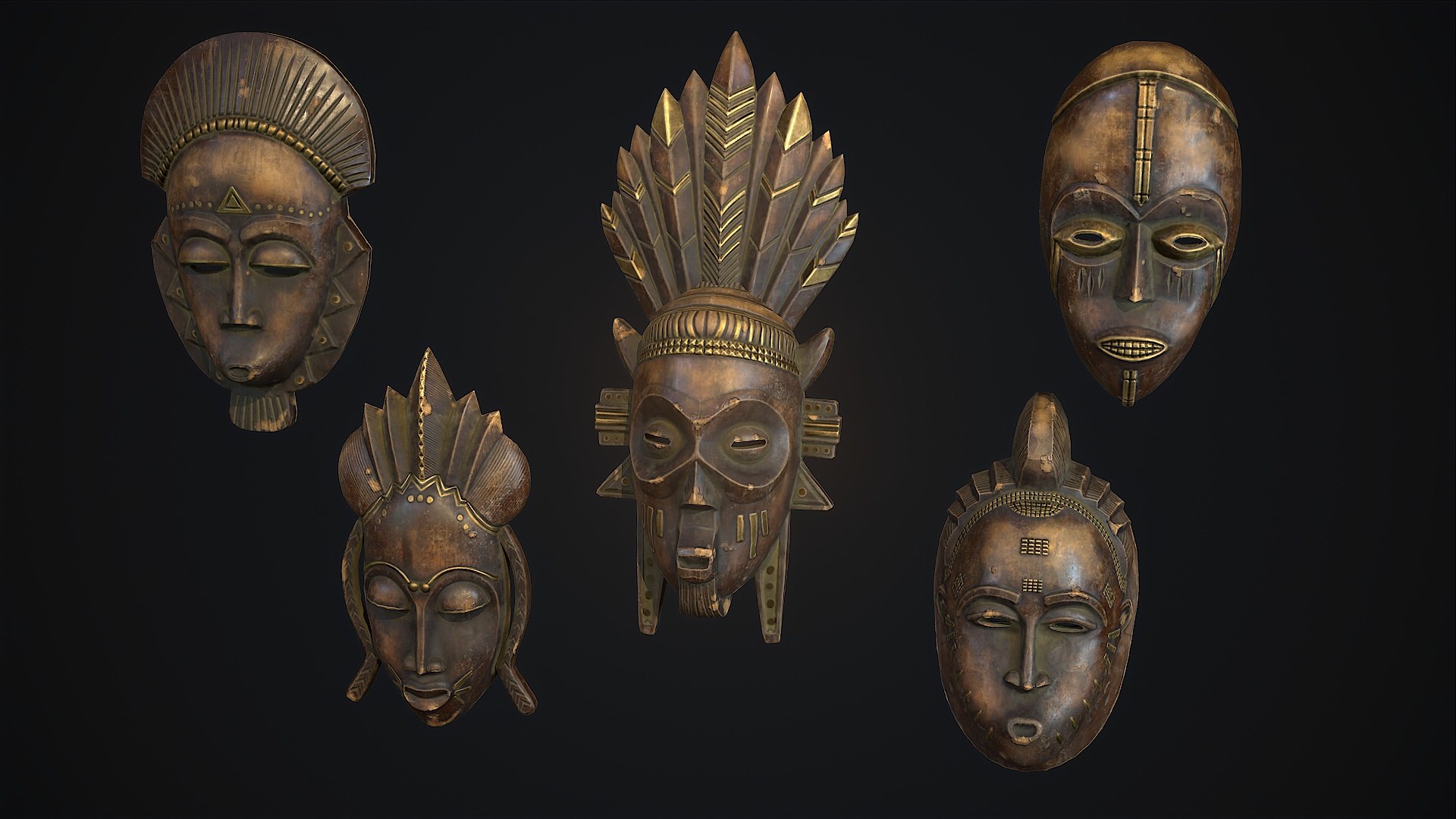 African Mask Collection 3D Model - TurboSquid 2163558