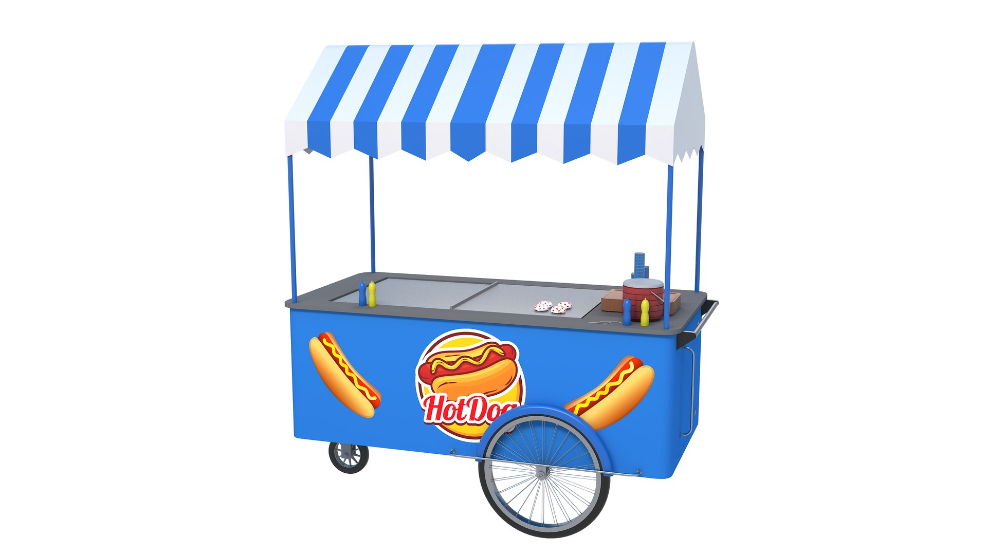 Hot Dog Cart - Blue 3D Model - TurboSquid 1910988