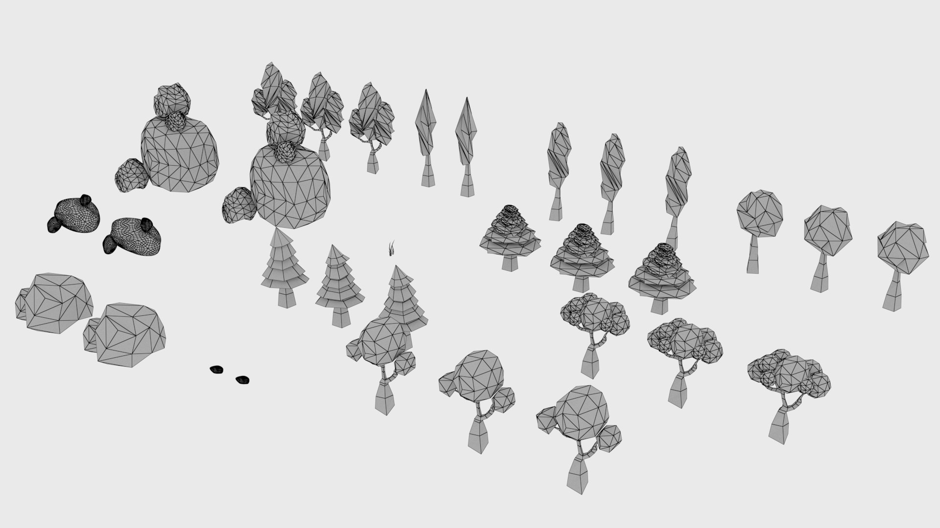 3D Stones Trees - TurboSquid 1698372