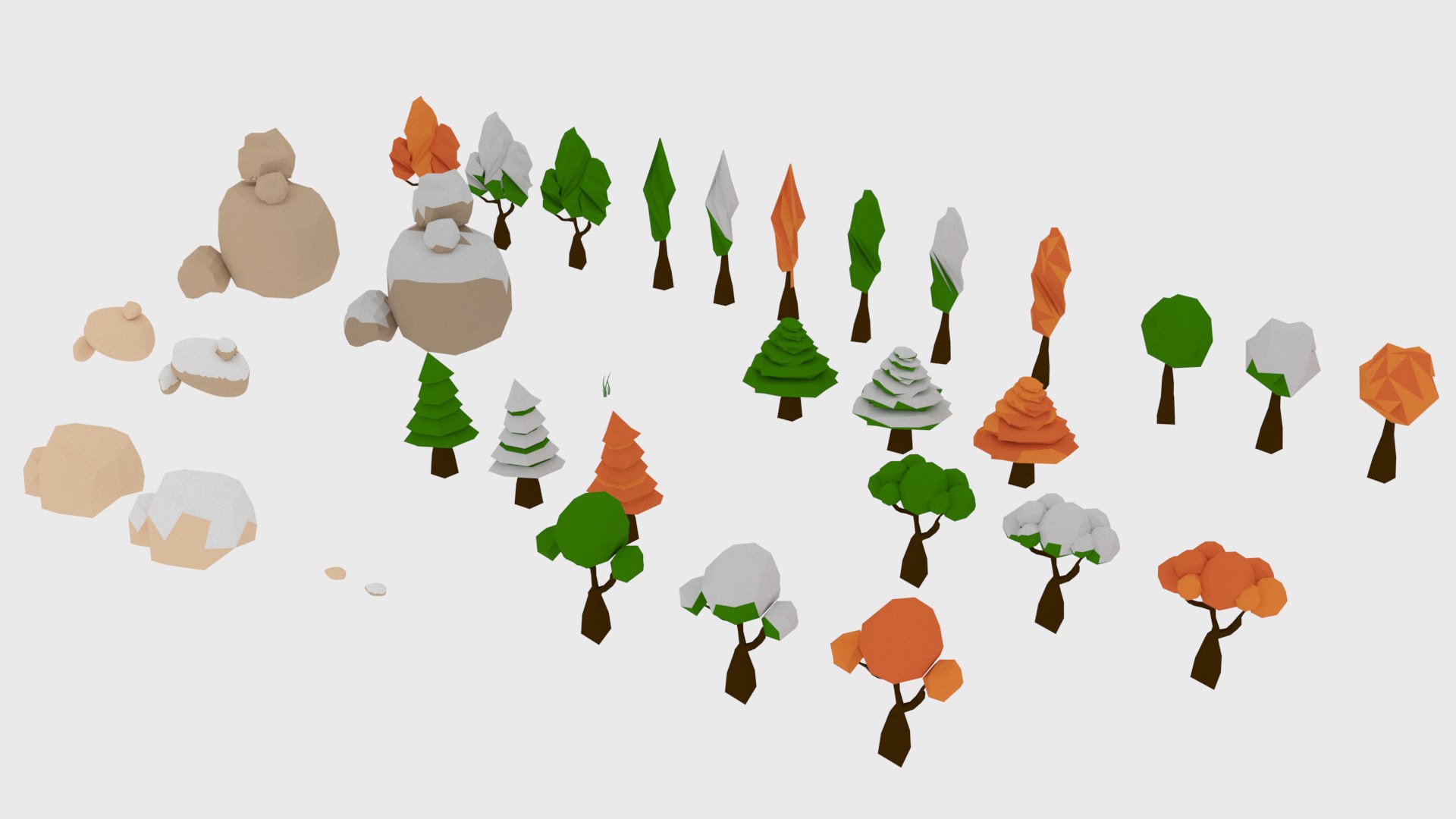 3D stones trees - TurboSquid 1698372