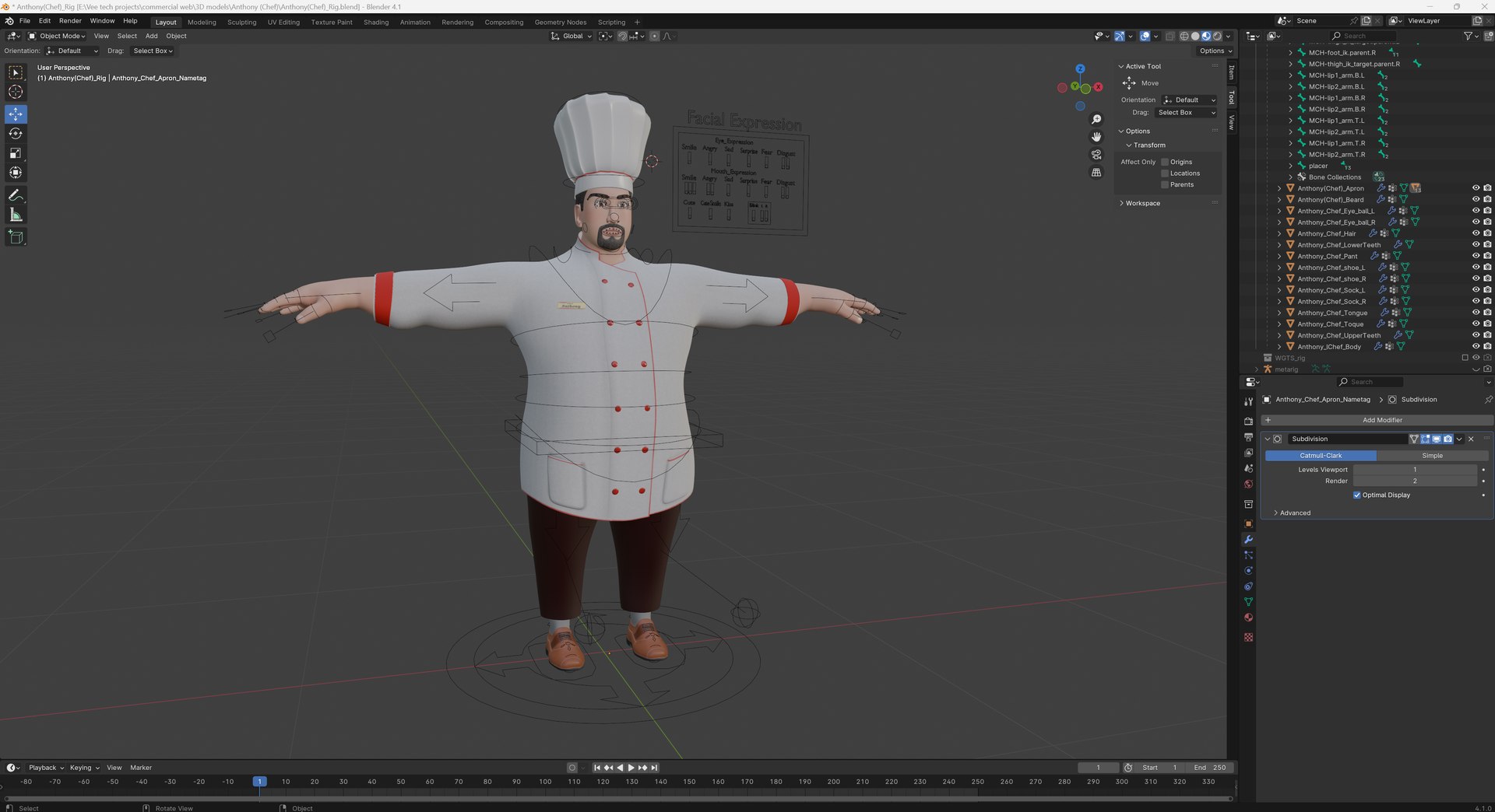 CHEF Anthony - MAYA Rigged And Blender Rigged 3D - TurboSquid 2424079