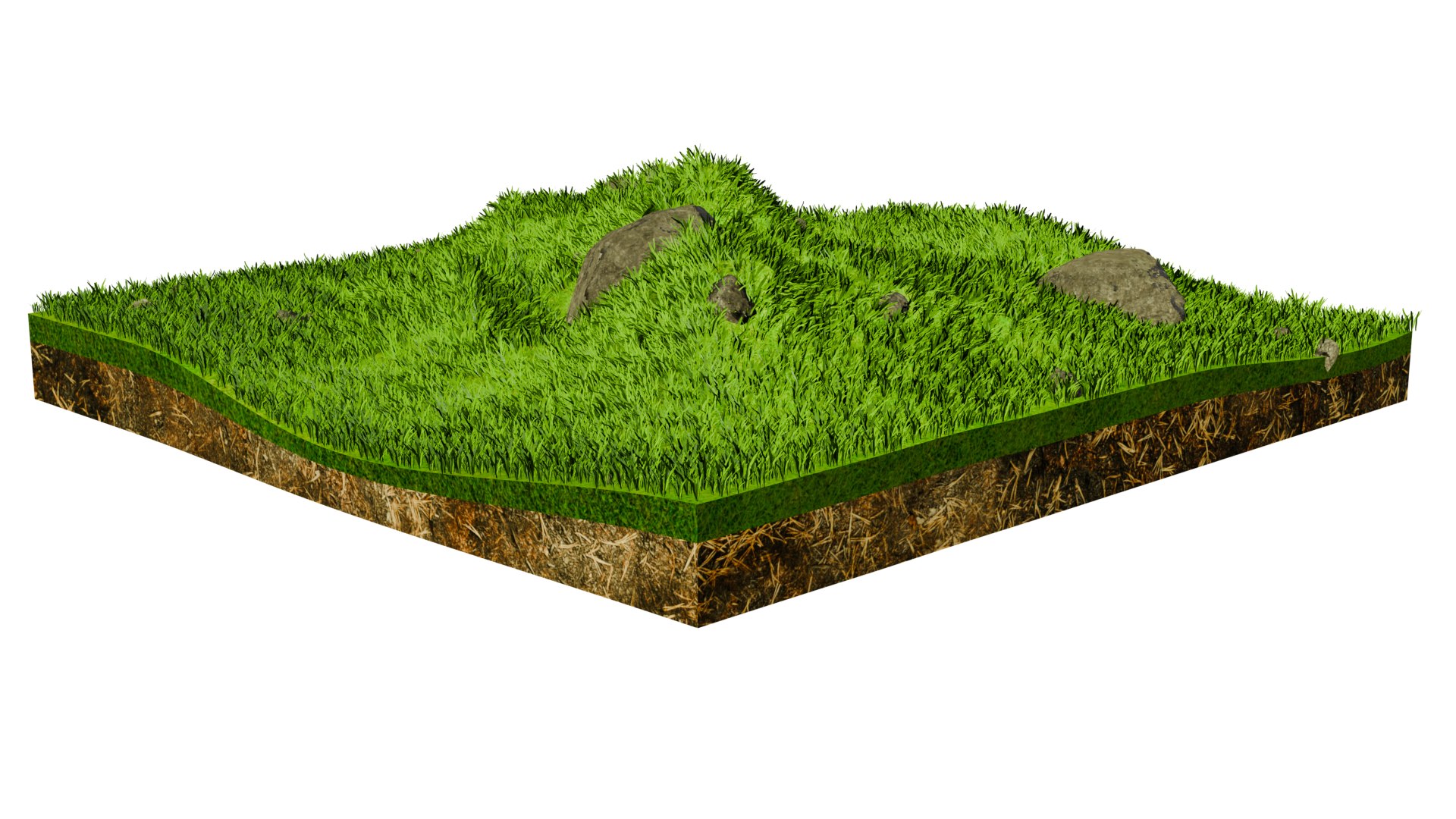 3D Hill With Rocky Grass 3 - TurboSquid 2184129