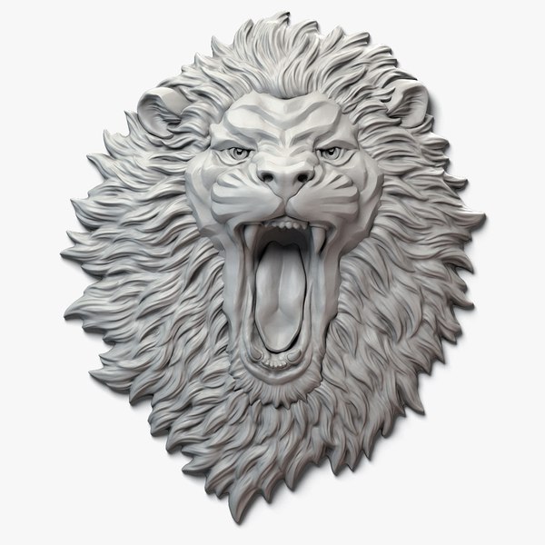Aggressive lion face sculpture 3D - TurboSquid 1281944