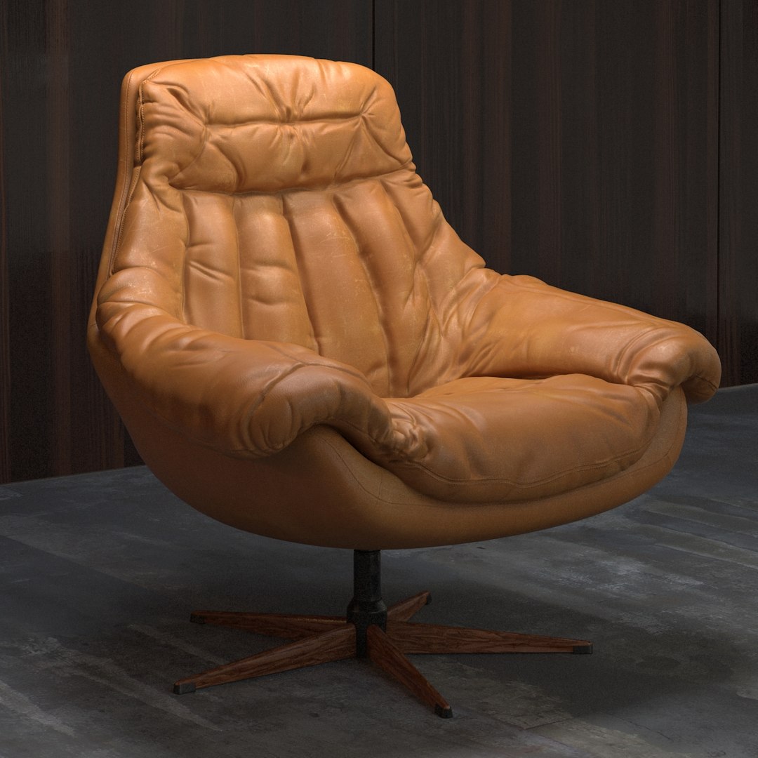 Obj Leather Swivel Chair H