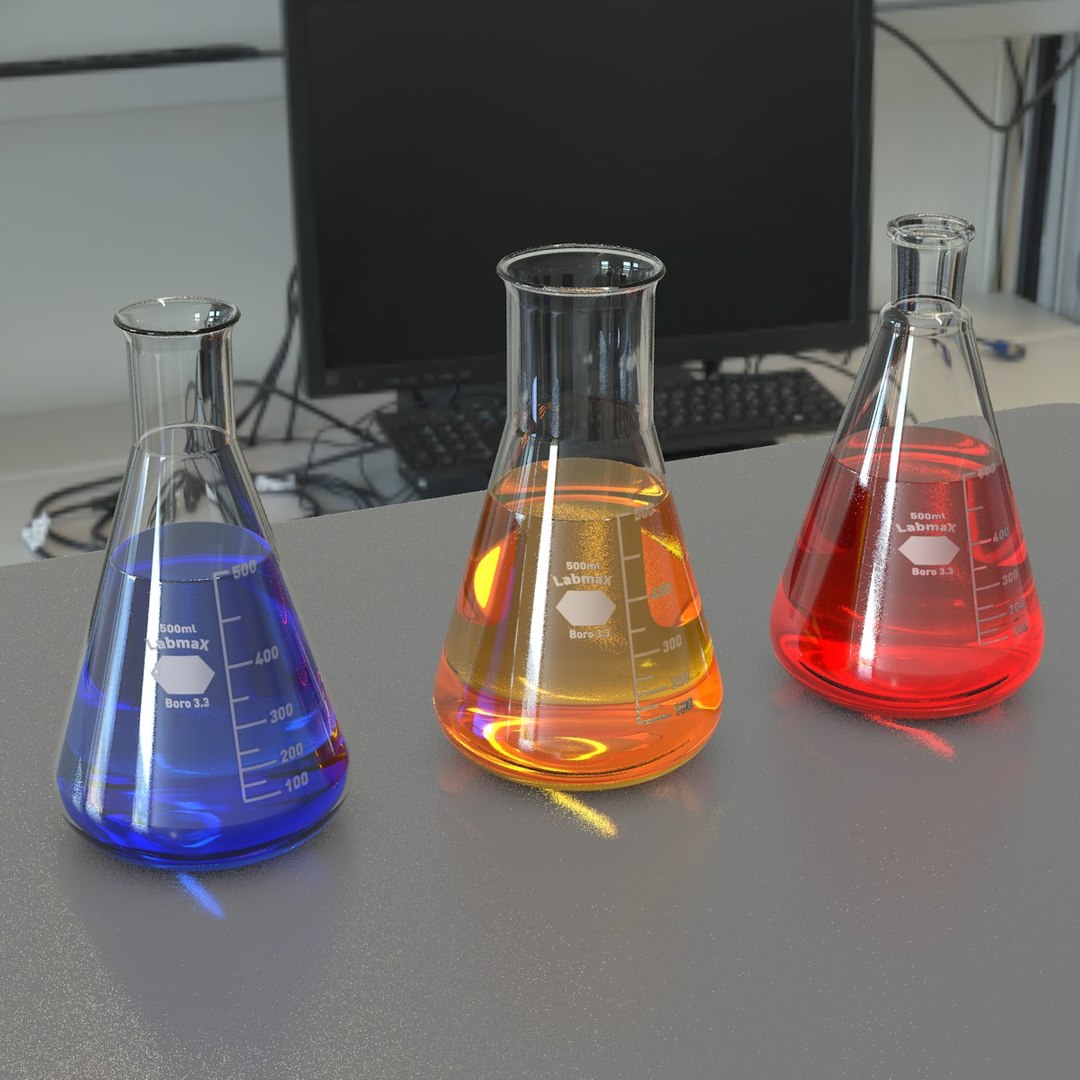 3D Model Erlenmeyer Flask Pack Scene - TurboSquid 2343490