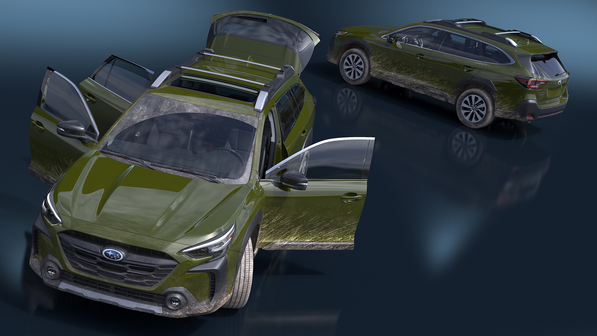 Subaru Outback 2025 Green Dirty Rigged 3D Model - TurboSquid 2364960