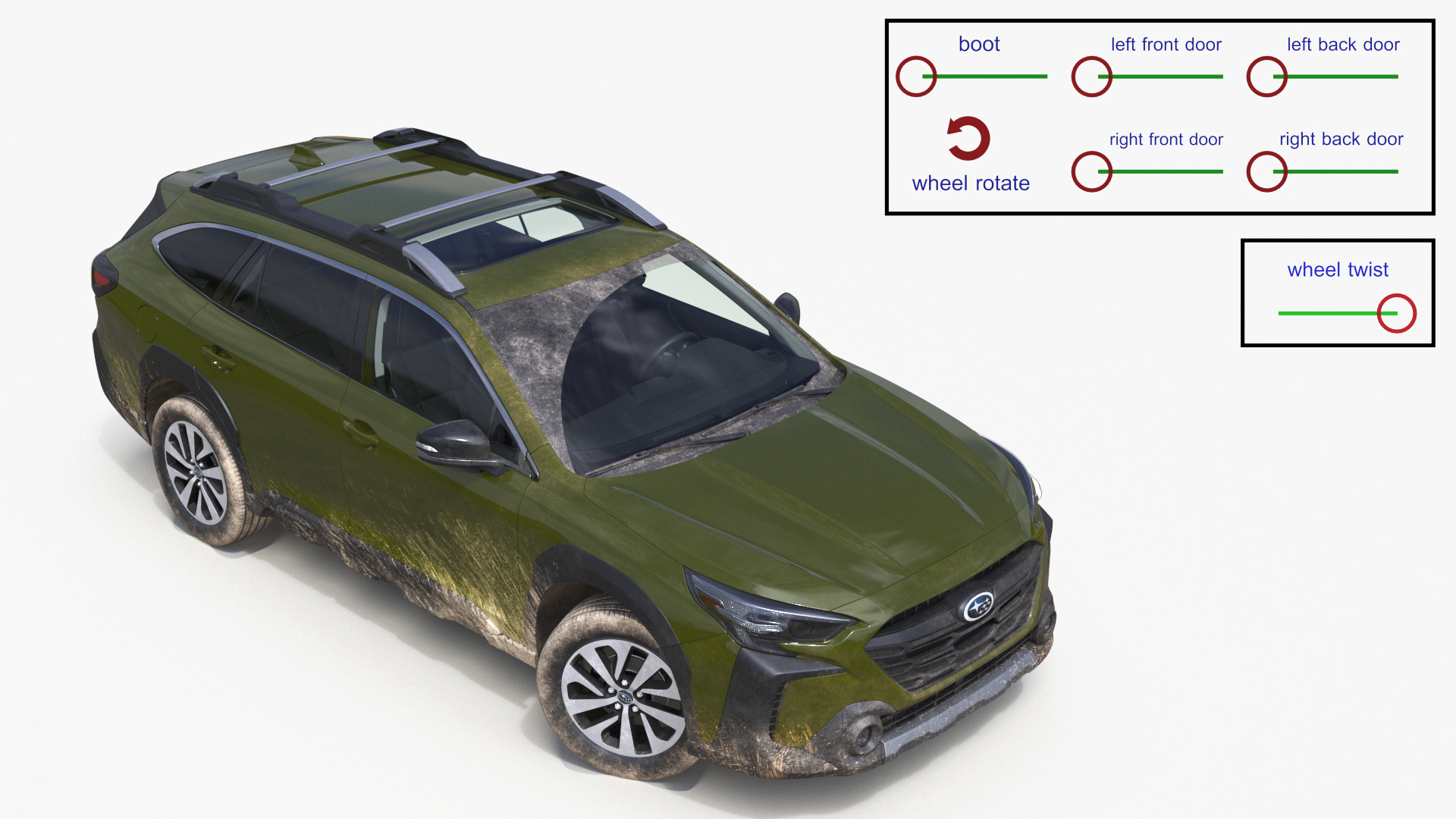 Subaru Outback 2025 Green Dirty Rigged 3D Model - TurboSquid 2364960
