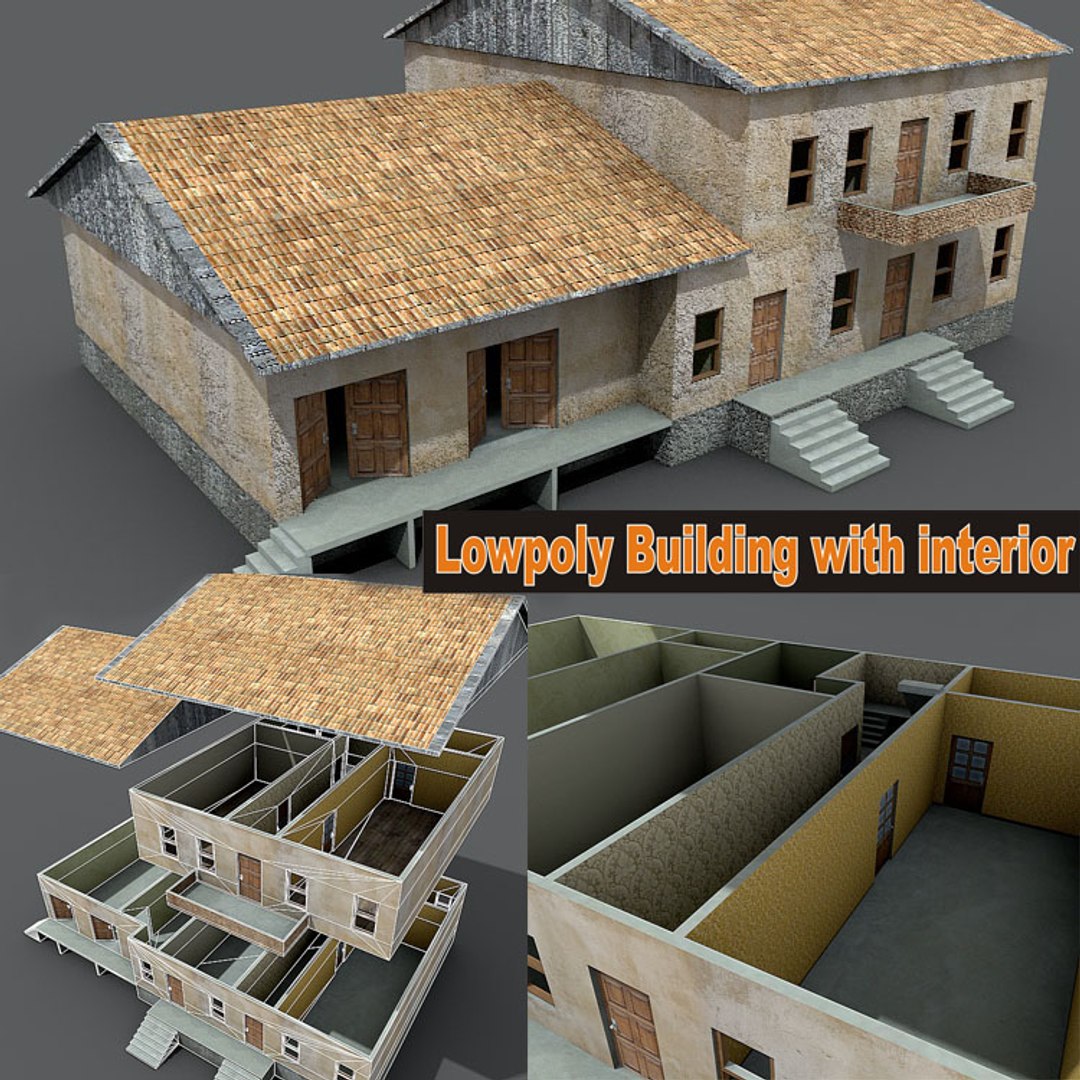 3d weathered houses building