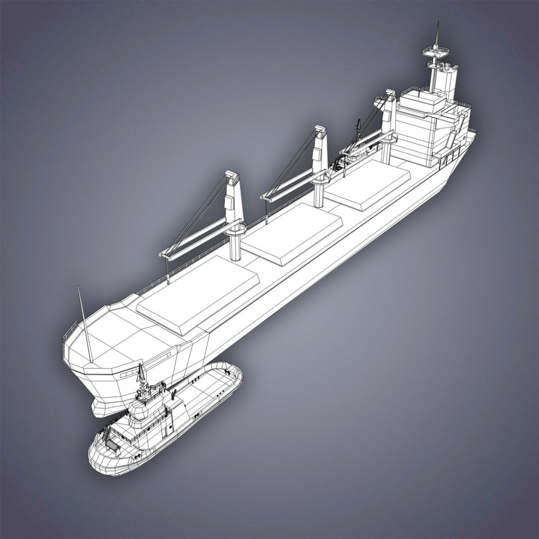 Bulk Carrier Tugboat Tug 3d Model